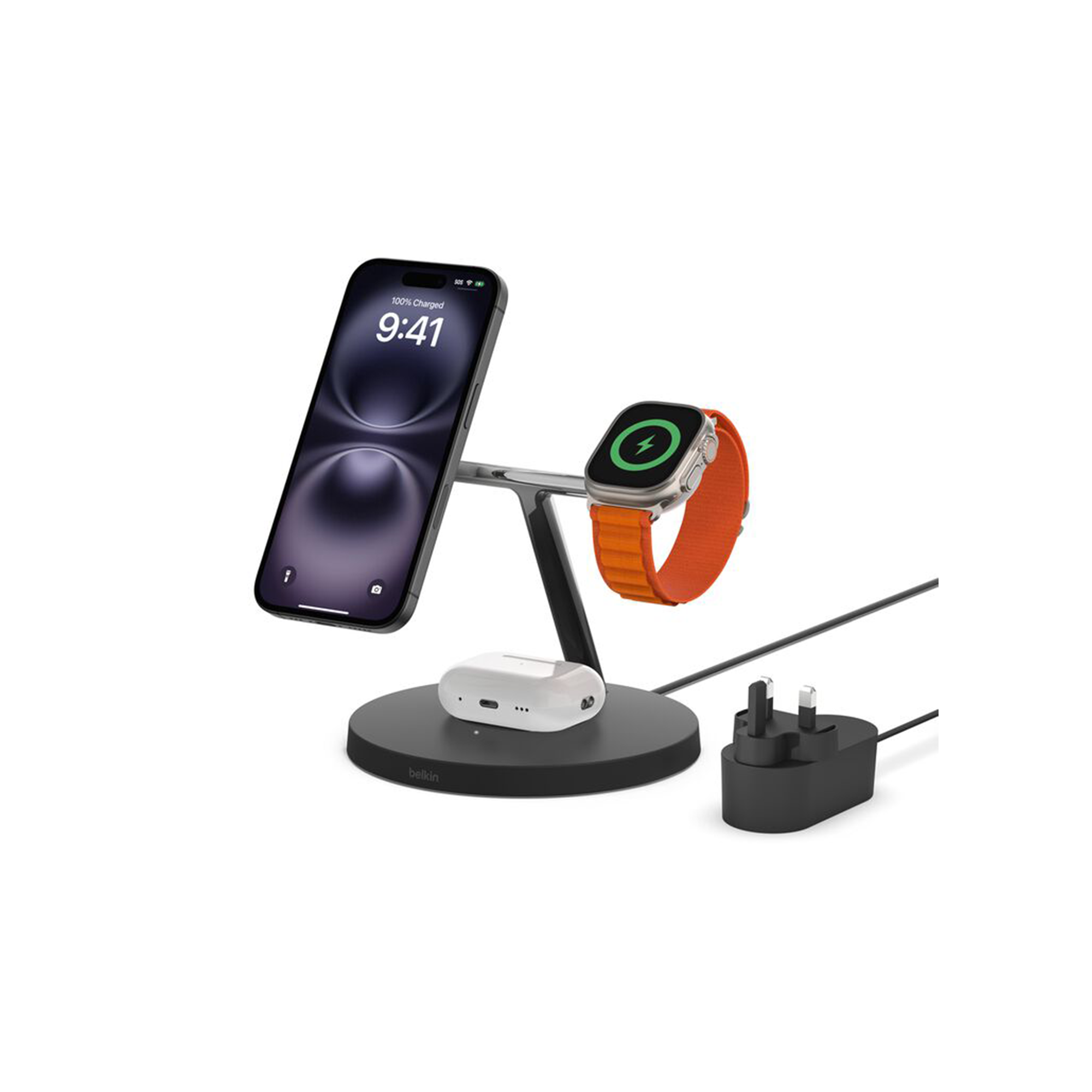 Belkin 3 in 1 Wireless Boostcharge Pro 15W Wireless Charger - White/Bl