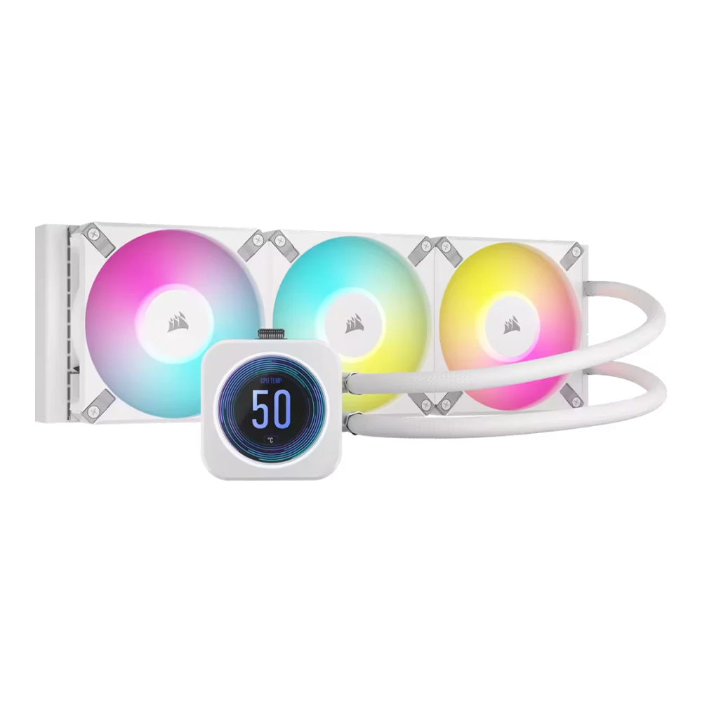 Corsair iCUE H150i Elite LCD XT 360mm RGB AIO CPU Liquid Cooler - Whit