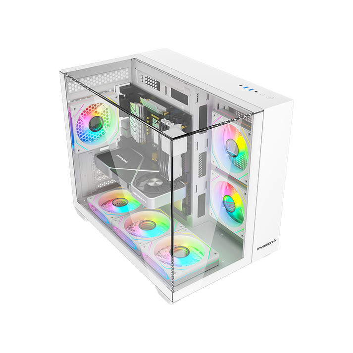 Invasion Genesis Mid-Tower ATX PC Chassis - White/Black