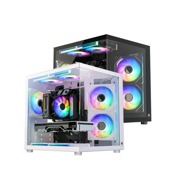Invasion C-8000 Mid-Tower MATX PC Classis - White/Black