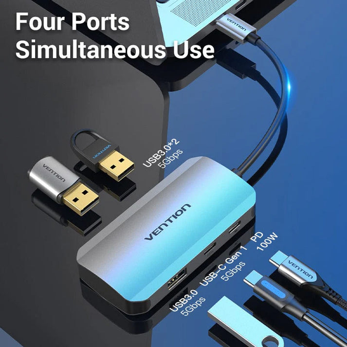 Vention 5 in 1 USB-C to Multiport Dock - 3x USB 3.0, PD 100W, RJ45