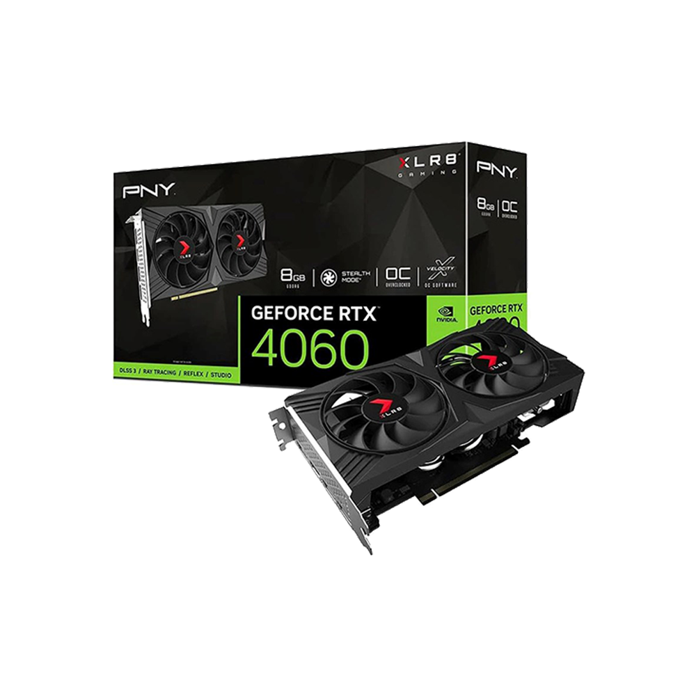 PNY GeForce RTX™ 4060 8GB XLR8 Gaming VERTO™ Overclocked Dual Fan DLSS